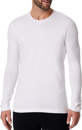 Schiesser Herren Longsleeve wei&szlig; Baumwolle unifarben