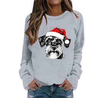 Generic Sweat-Shirt décontracté col Rond pour Femmes Confortable et Doux en Polaire imprimé Tendance Parfait pour Le Quotidien et Les Vacances (Light Gray, XX