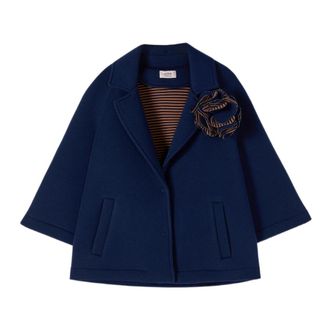 Oltre Cape in Scuba mit Blumenbrosche - - Jackets - Damen - Blau - M