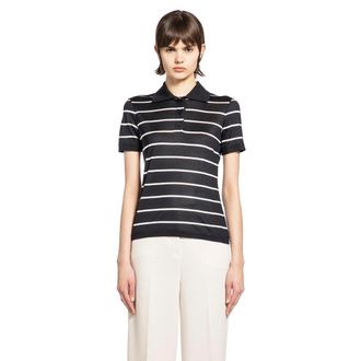 Max Mara Striped Silk Jersey Short-Sleeve Polo