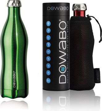 Dowabo Isolierflasche - Edelstahl Trinkflasche, BPA-frei, kohlensäuredicht, auslaufsicher - inklusive Bottle-Bag - Green 750 ml