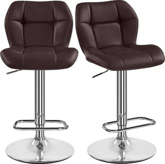 Yaheetech Barhocker 2er Set Höhenverstellbar 360°Drehbar Barstühle Küchenstühle mit Rückenlehne und Fußstütze, Barstuhl PU-Kunstleder Sitzhöhe 62,5 cm - 84,5 cm