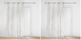 Douceur d'Int&eacute;rieur Elona &Ouml;senvorhang, durchscheinend (140 x 280 cm), Gold, metallisch bedruckter Sabl&eacute;-Voile (Packung mit 2)