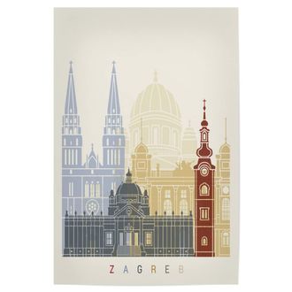 artboxONE Poster 30x20 cm St&auml;dte Zagreb Skyline hochwertiger Design Kunstdruck - Bild Zagreb Architektur Building