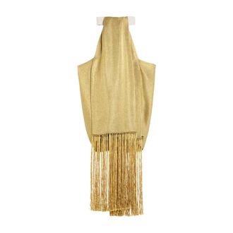 Zeus + Dione Femme, Tops, Jaune, Taille: 42 FR Haut Halterneck Franges Or