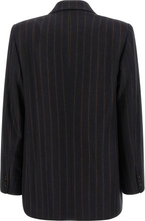 Alberto Biani Pinstripe Wool Flannel Blazer - Navy