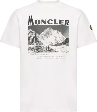Moncler Moncler K2 Print Short Sleeve Cotton Jersey T-shirt, Men, White, Size: Xl