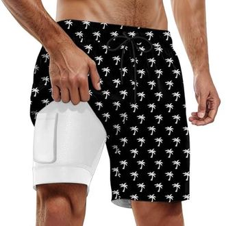 Generic Maillot de bain pour hommes &eacute;t&eacute; d&eacute;contract&eacute; plage pantalon double couche mode polyvalent d&eacute;contract&eacute; style short imprim&eacute;, Blanc., 4XL