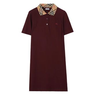 Burberry Check-Kragen Polokleid - - Dresses - Damen - Rot - L