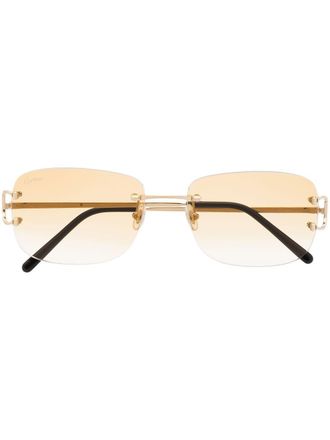 Cartier lunettes de soleil sans monture &agrave; logo grav&eacute; - Or