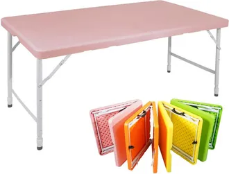 Liberte Libert&eacute; - Table pliante 125x61x74cm,R&eacute;glable en hauteur,pour les pique-niques et les f&ecirc;tes,Rose