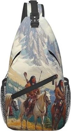 Generic Sac &agrave; bandouli&egrave;re 3D Tribal Warrior - Sac &agrave; bandouli&egrave;re de voyage pour homme - Sac &agrave; dos de randonn&eacute;e