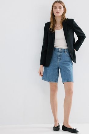 Mango Gerade Denim-Bermudasshorts mit hohem Bund mittelblau - Damen - 34 - MANGO