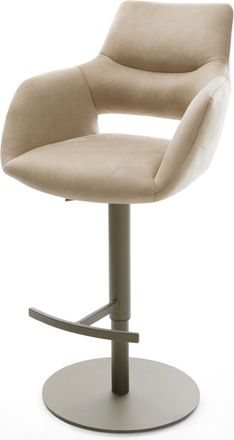 DELIFE Barstuhl Yago-Flex Mikrofaser Beige Vintage Drehfu&szlig; h&ouml;henverstellbar Metall Titanfarben Taschenfederkern, Barst&uuml;hle