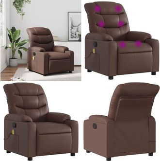 vidaXL Massagesessel Braun Kunstleder - Massage Stuhl - Relaxstuhl - TV-Sessel - Bequeme Lounge Sessel - Lederlook Sessel - Home & Living