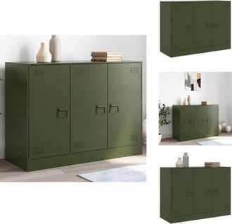 vidaXL Vidaxl - Buffet vert olive 99x39x73 cm acier - Buffet - Meuble De Rangement - Armoire - Commode - Mobilier