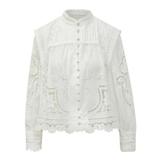 Farm Rio Farm Rio, Femme, Blouses et Chemises, Blanc, Taille: 38 FR Richilieu Eyelet Blouse