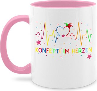 Shirtracer Tasse Tassen 325ml - Karneval & Fasching - Konfetti im Herzen Herzschlag I - 325 ml - Rosa - karnevalstasse fasching- carnevale karnevals faschings ve