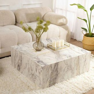 Pier Import Pier Import - Table basse carrée design effet marbre blanc marfa