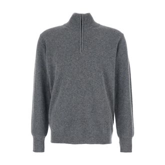 Roberto Collina Gerippter Strickpullover mit halbem Rei&szlig;verschluss - - Knitwear - Herren - Grau - L