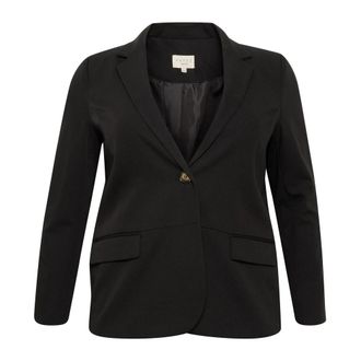 Kaffe Curve Schwarzer tiefer Blazer mit V-Ausschnitt - - Jackets - Damen - Schwarzk - XL