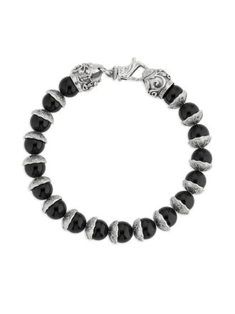 Emanuele Bicocchi bracelet &agrave; perles en tourmaline - Noir