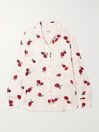 Khaite Chemise En Serge De Soie Imprimée Argo - Écru