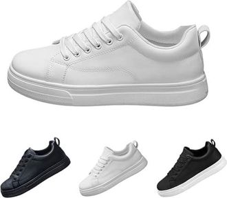 Generic Baskets en cuir synth&eacute;tique pour homme - Pieds plats et larges - Chaussures de course &agrave; enfiler - Semelle souple - Chaussures de sport - Chaussures de