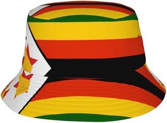 Generic Chapeau De Seau Image du Drapeau du Zimbabwe Chapeaux De Soleil De Plage Pliable Mode Bonnet Soleil, pour Le Camping, Sports, La Randonn&eacute;e, 56-58cm