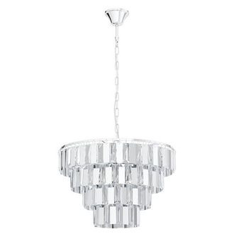 Eglo Pendelleuchte Erseka, 7 flammige H&auml;ngelampe, Elegant, H&auml;ngeleuchte aus Stahl in Chrom und Kristall in Klar, Esstischlampe, Wohnzimmerlampe h&auml;ngend mit