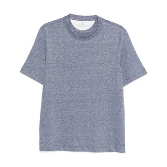 Brunello Cucinelli Mock Neck T-Shirt - - Tops - Herren - Blau - 2XL