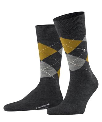 Burlington Herren Socken Edinburgh M So Wolle gemustert 1 Paar, Grau Asphalt Melange 3182, 40-46