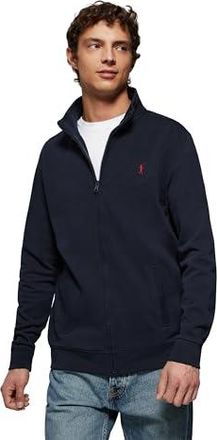 Polo Club Sweat-Shirt zippé 100% à col Montant Bleu Marine à Logo brodé Homme