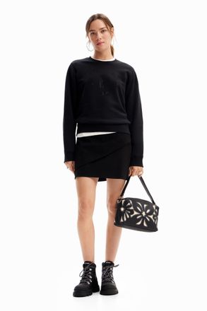 Desigual Womens Woman Knit Long Sleeve Sweater, Black, XX-Large