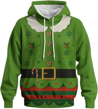 Generic Sweat à capuche de Noël fantaisie pour homme - Imprimé - Amusant - Manches longues - Doux et chaud - Avec poche - Pour lhiver - Décontracté et tendanc