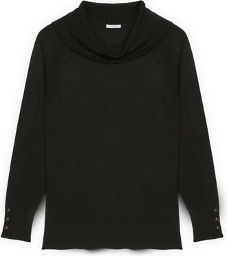 Fiorella Rubino Femme, Pulls, Noir, Taille: 42 FR Pull &agrave; col roul&eacute; avec boutons aux poignets