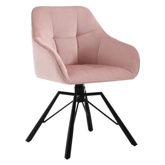 Woltu Chaise Coiffeuse Pivotante &agrave; 360&deg;, Chaise Salle &agrave; Manger Scandinave, en Velours, Assise Rembourr&eacute;e, Pieds en M&eacute;tal, Rose