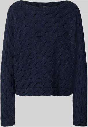 Oui Relaxed Fit Strickpullover aus Baumwoll-Mix mit Zopfmuster