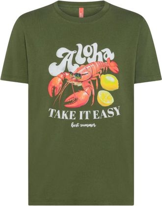 Sun 68 Printed Beach T-Shirt - - Tops - Herren - Gr&uuml;n - M