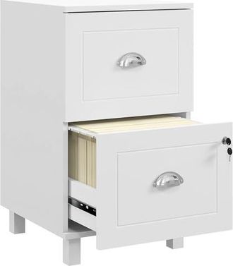 HOMCOM Armoire &agrave; tiroirs de Bureau Armoire &agrave; dossiers avec 2 tiroirs &agrave; tiroirs de Bureau avec serrures &agrave; dossiers Suspendus pour A4 et Letter 40x41,5x67,5 cm