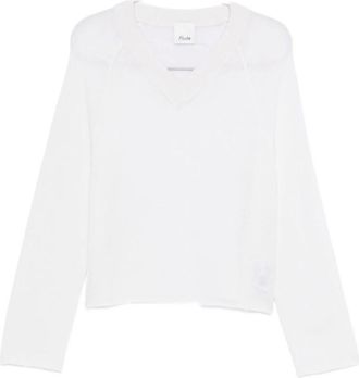 Allude Femme, Pulls, Blanc, Taille: 38 FR Pull encolure en V