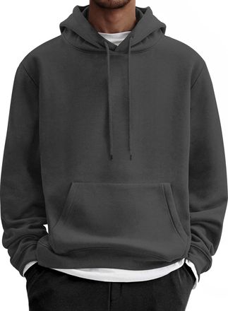 Coofandy Hoodie Herren Kapuzenpullover Fleece Kapuzenpulli Baumwolle Sweatshirt mit Kapuze Basic Winter Hoodies für Männer Dunkelgrau 3XL