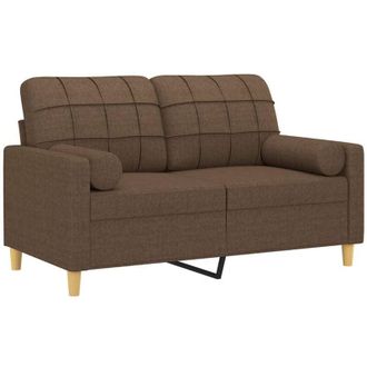 vidaXL 2-Sitzer-Sofa mit Zierkissen Braun 120 cm Stoff Vidaxl