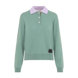 Marni Pullover mit Polokragen - - Knitwear - Damen - Gr&uuml;n - XS