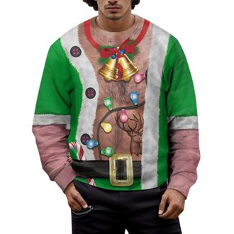 Generic Weihnachtspullover Herren Ugly Christmas Sweater Gro&szlig;e Gr&ouml;&szlig;en Langarm Rundhals Lustig Christmas Strickpullover Herren Mit Weihnachten Ugly Bedruckt Wa
