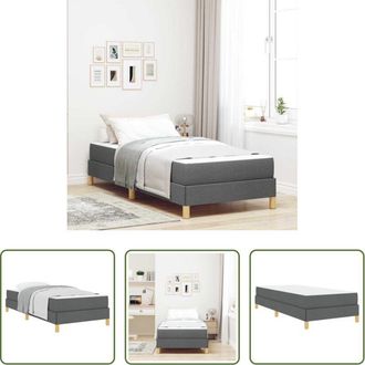 vidaXL Matratze - Boxspringbett mit Matratze Dunkelgrau 90 x 190 cm Stoff