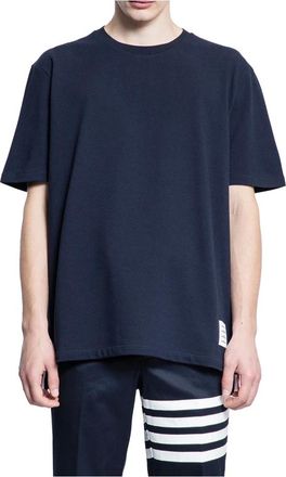 Thom Browne Homme, Tops, Bleu, Taille: 2XL T-shirt Piqu&eacute; &agrave; Rayures Centrales au Dos