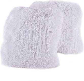 Sweet Home Collection Pl&uuml;schkissen, Kunstfell, weich und bequem, &Uuml;berwurfkissen (2 St&uuml;ck), Wei&szlig;