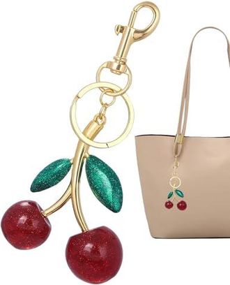 Generic Pendentif Sac Cerise - Pendentif Sac Cerise Accessoire Porte-cl&eacute;s Cerise Cerise Femme | Porte-cl&eacute;s Cerise Plaqu&eacute; Or Pendentif Cerise Cerise Cerise Pai