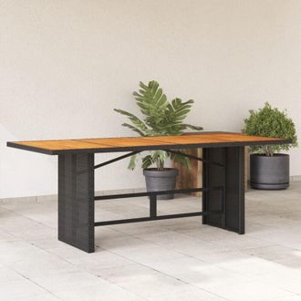 vidaXL Vidaxl - Table de jardin et dessus en bois dacacia noir r&eacute;sine tress&eacute;e